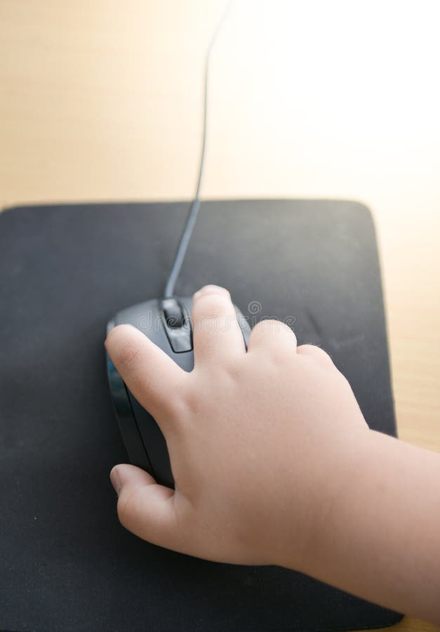 Little Hand and Mouse Computer Stock Image - Image of horizontal, human ...