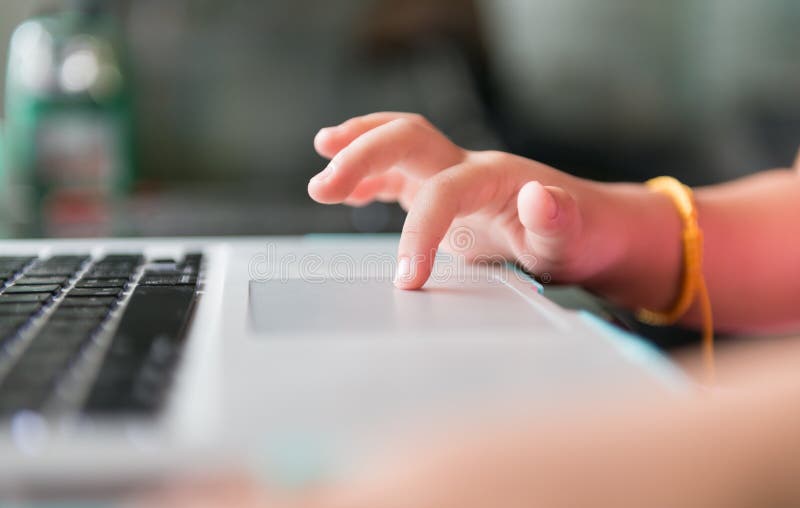 Little Hand Touch Touch Pad Notebook Stock Image - Image of hand ...