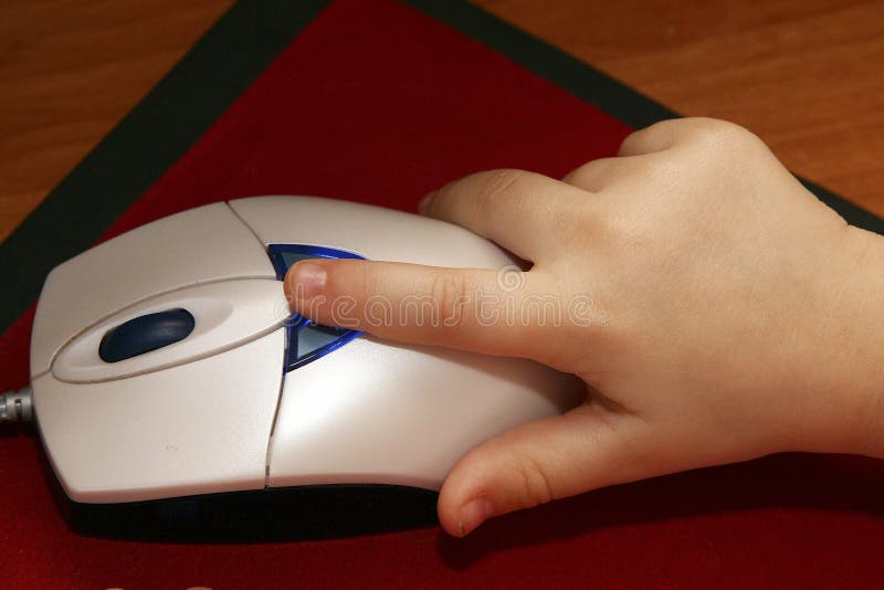Little Hands on Computer Mouse Stock Photo - Image of mouse, girl: 1874600