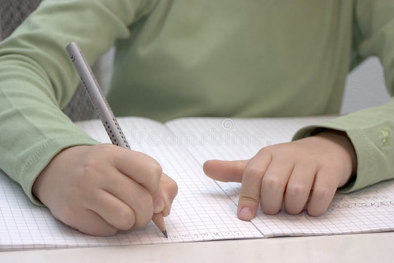 Little hands writing stock photo. Image of pencil, fingers - 6981238