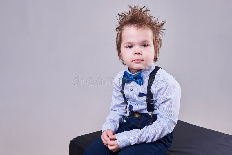 Little Handsome Boy in the Bow Stock Photo - Image of hair, human ...