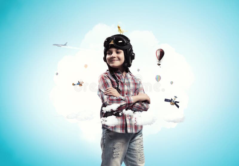 Little Handsome Pilot . Mixed Media Stock Image - Image of plane ...
