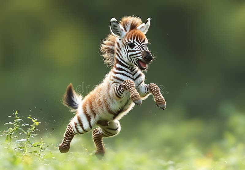 Little Happy Black and White Zebra Jumping Stock Illustration ...