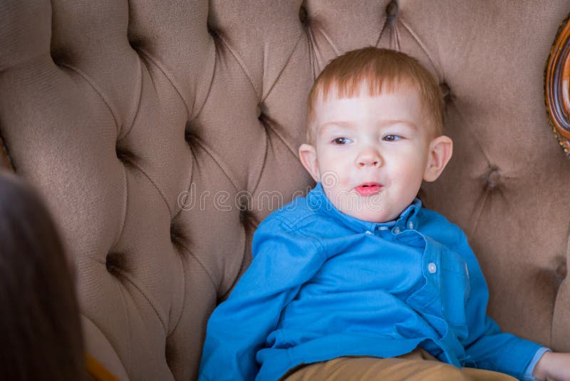 Little Happy Boy Sitting on the Chair Stock Photo - Image of concept ...