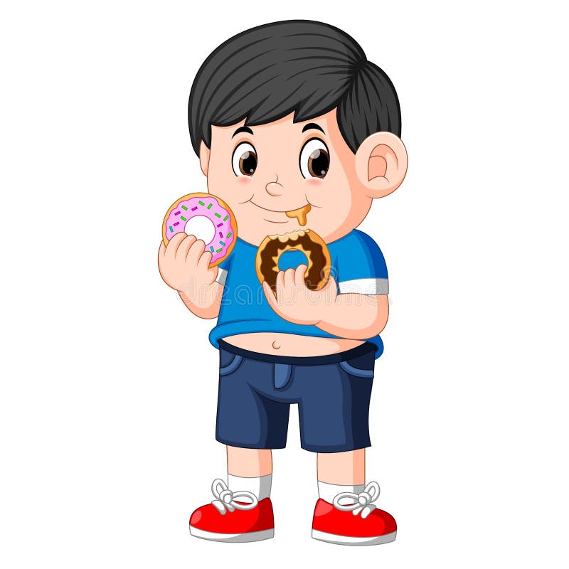 The boy eat donut stock vector. Illustration of cartoon - 33242305