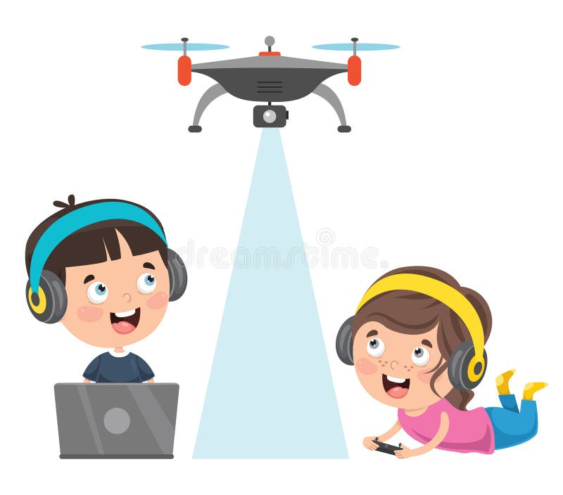 Little Happy Kid Using Technology Stock Vector - Illustration of phone ...