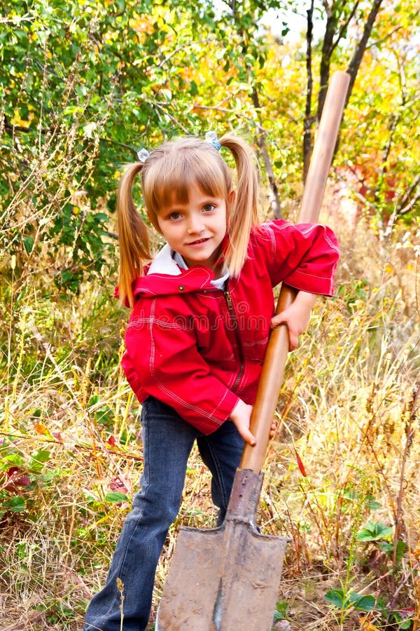 Little helper stock image. Image of rake, female, caucasian - 23063845
