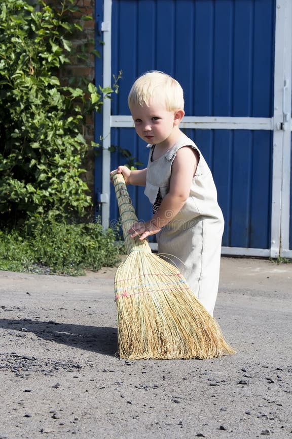 Little helper stock image. Image of labor, sweep, asphalt - 25611523