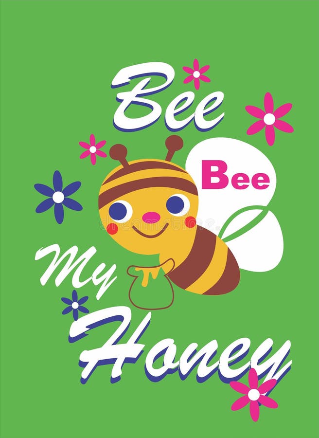 Little Honey Bee Print Vector Art Stock Vector - Illustration of clothing, flower: 299398354