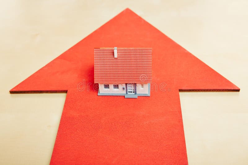 Little house on big arrow stock image. Image of building - 32354395