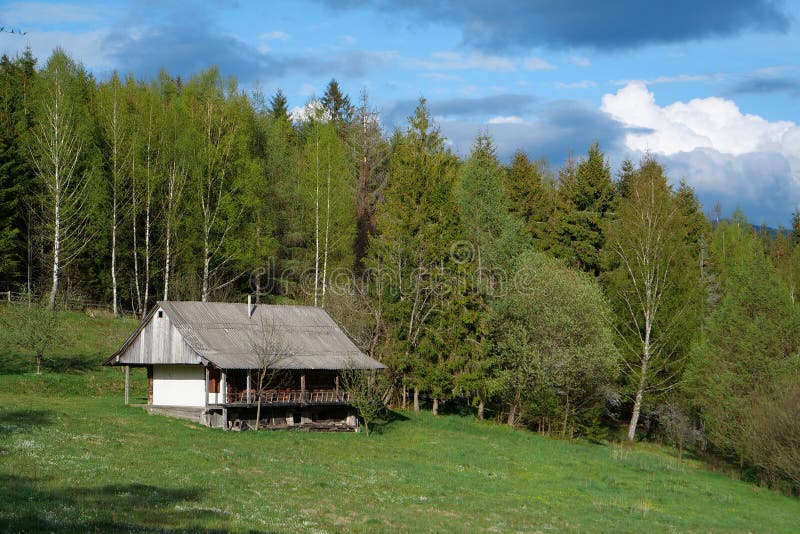 Little House in Forest, Life in Solitude Stock Photo - Image of hayloft ...