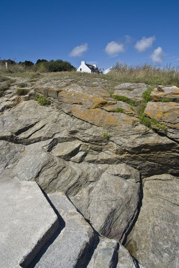 Little House on Top of the Rocks Stock Image - Image of cliff, coastal ...