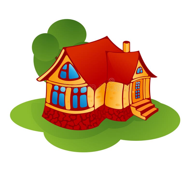 Little house stock vector. Illustration of brick, tree - 45566669