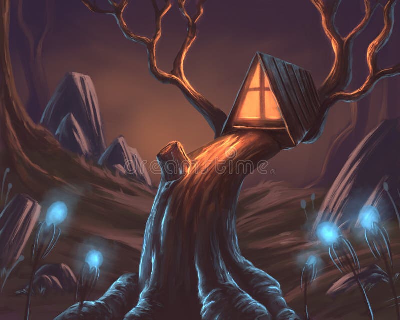 Little hovel on the tree stock illustration. Illustration of desert ...