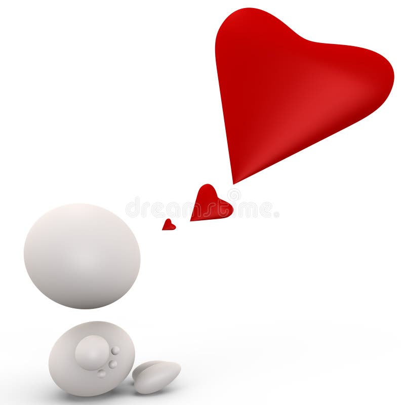 Little Human Thinking of His Beloved One, Isolated Stock Illustration ...