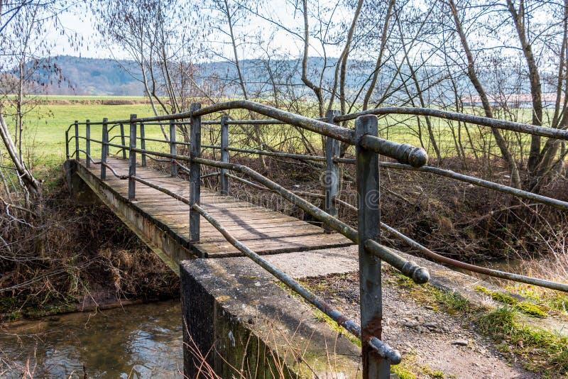 Little Iron Bridge Across the Little River and a Green Meadow Stock ...