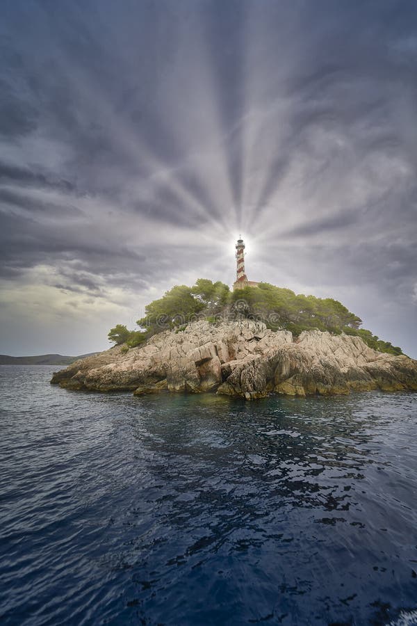 Little Island with a Lighthouse. Kornati National Park. Croatia Stock ...