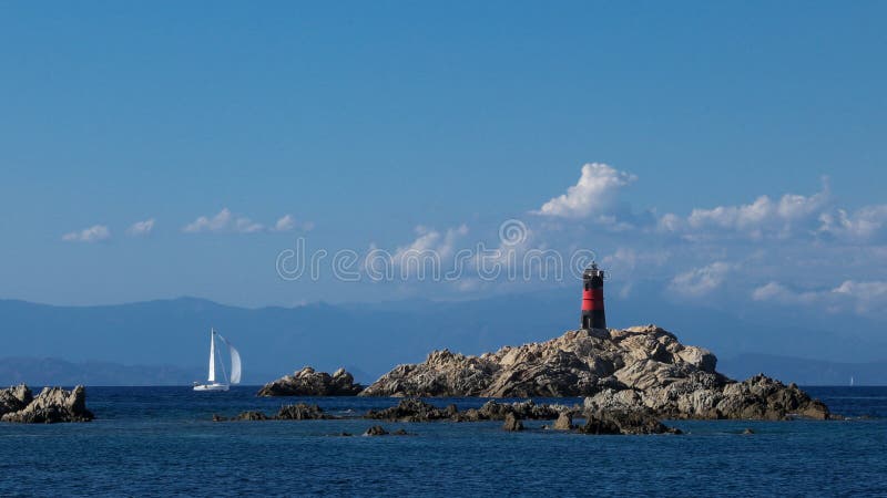Little Isolated Lighthouse on the Island Stock Image - Image of ...