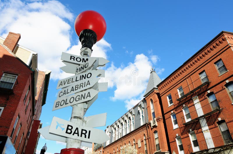 Little Italy in Boston stock image. Image of intersection - 25631059