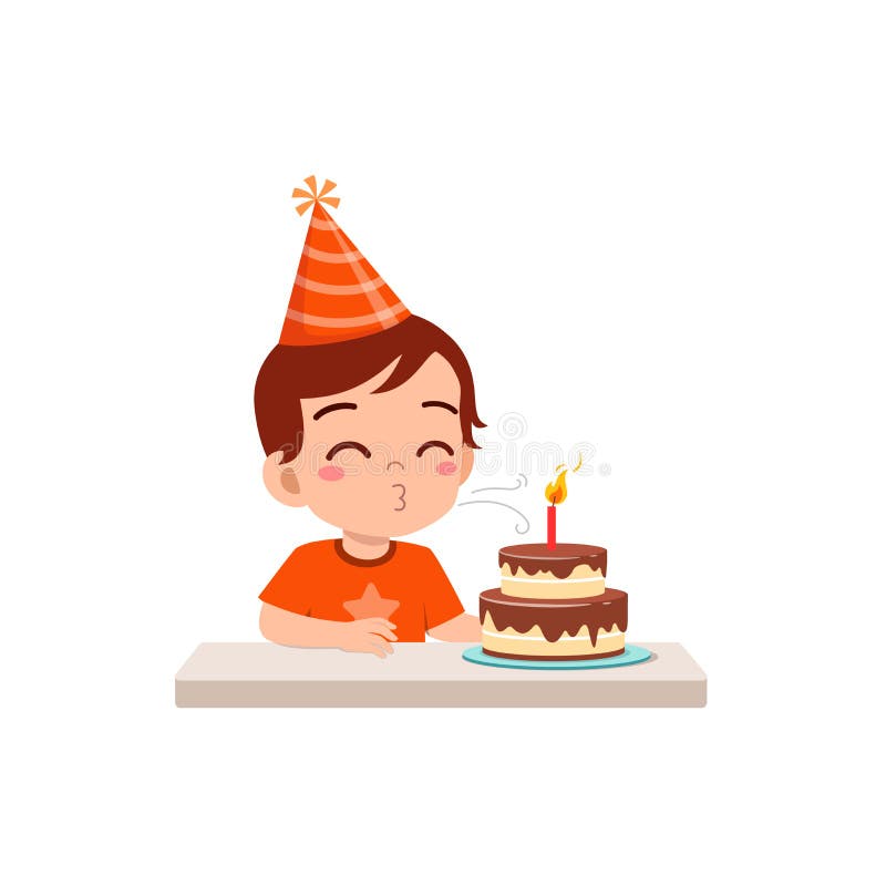 Little Kid Blow Candle on Birthday Party with Friend Stock Vector ...