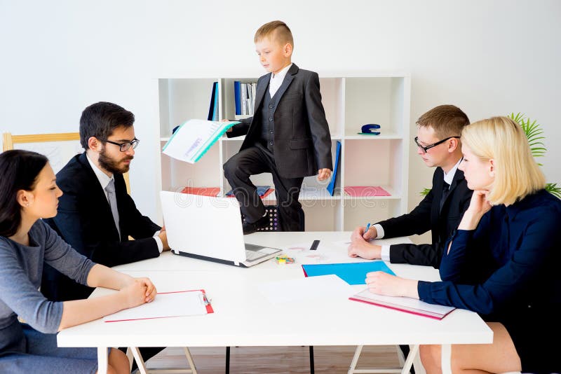 Little kid is the boss stock photo. Image of office, work - 97476342