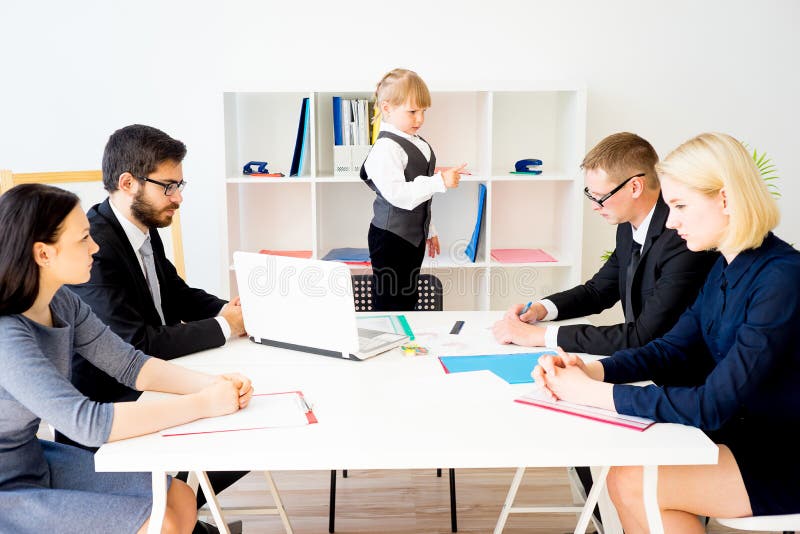 Little kid is the boss stock image. Image of office, finger - 97476943