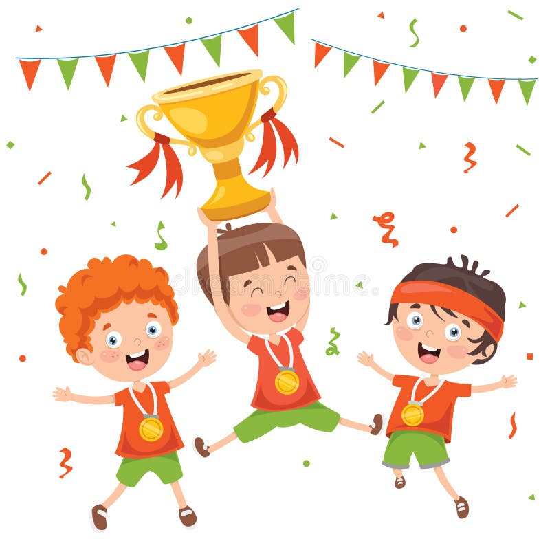 Little Kid Celebrating Championship Win Stock Vector - Illustration of ...