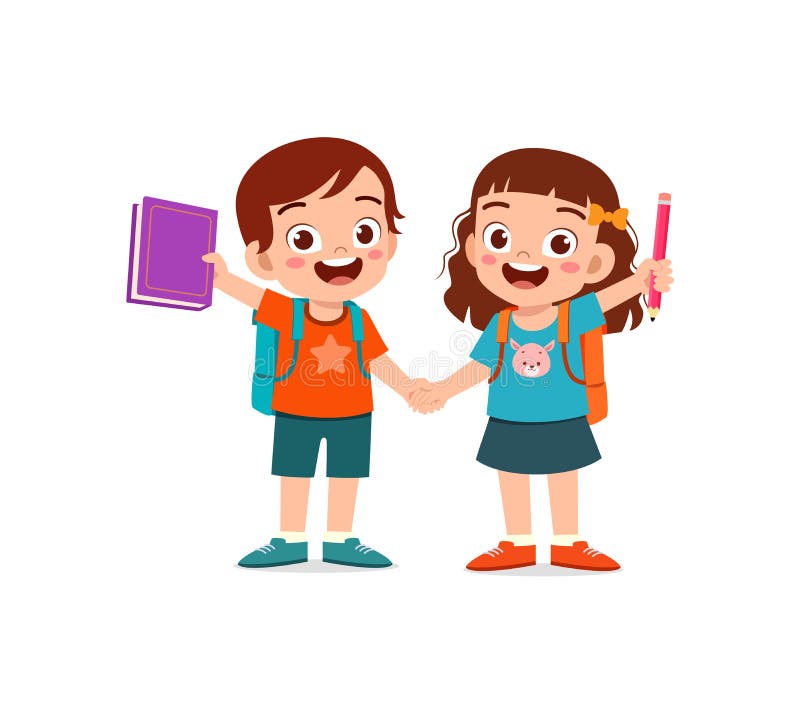 Little Kid Do Hand Shake with Friend Stock Illustration - Illustration ...