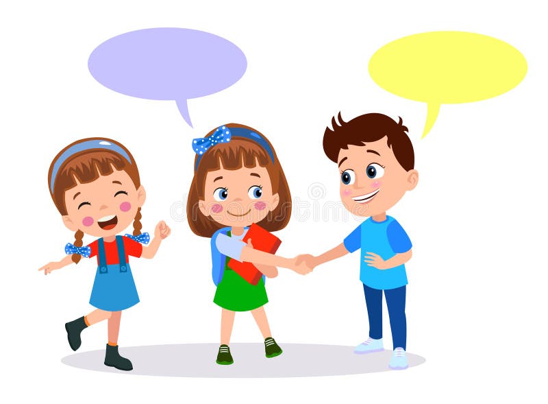 Little Kid Do Hand Shake with Friend Acquaintance Stock Vector ...