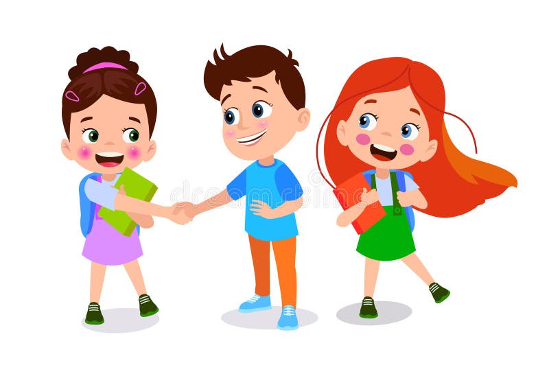 Little Kid Do Hand Shake with Friend Acquaintance Stock Vector ...