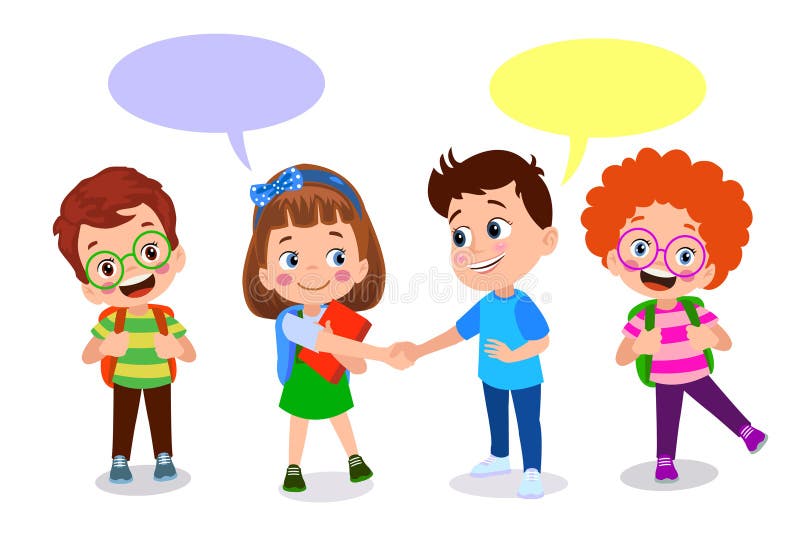 Little Kid Do Hand Shake with Friend Acquaintance Stock Vector ...