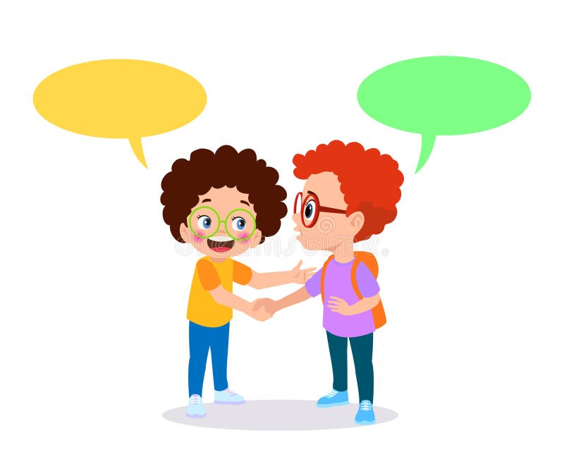 Little Kid Do Hand Shake with Friend Acquaintance Stock Vector ...