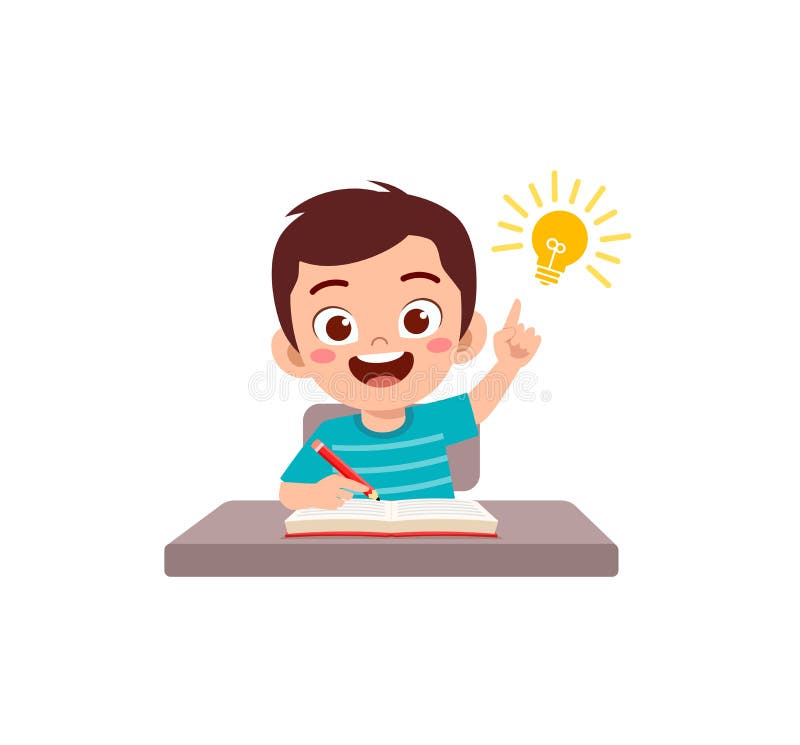 Little Kid Do Homework and Find the Answer Stock Vector - Illustration ...