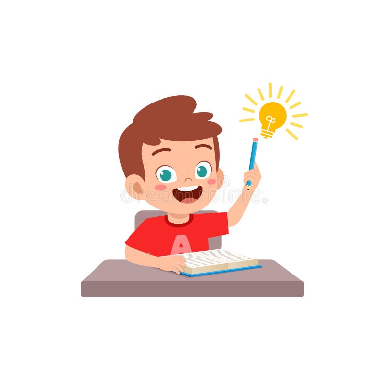 Little Kid Do Homework and Find the Answer Stock Vector - Illustration ...