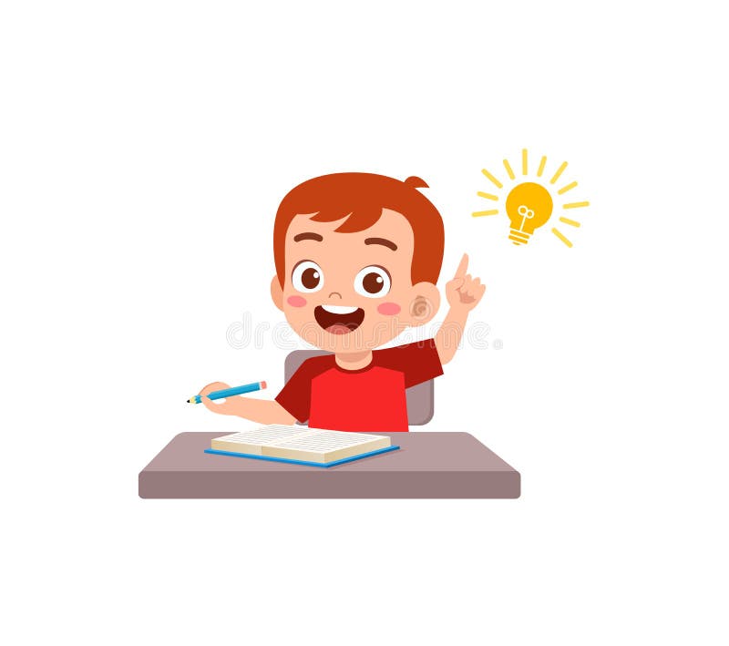 Little Kid Do Homework and Find the Answer Stock Illustration ...