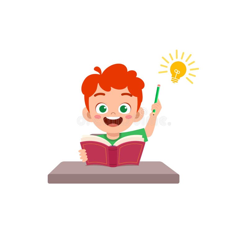 Little Kid Do Homework and Find the Answer Stock Illustration ...