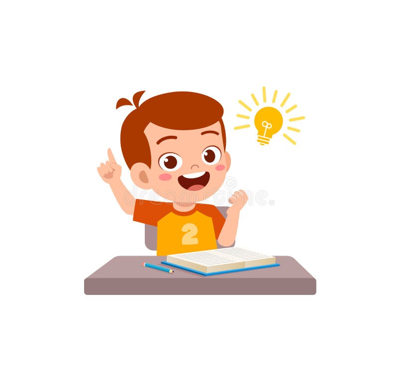 Little Kid Do Homework and Find the Answer Stock Illustration ...