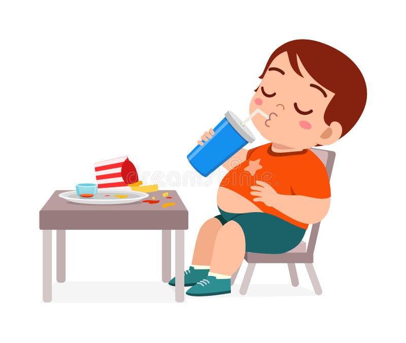 Little Kid Eat Hamburger Food and Feeling Happy Stock Vector ...