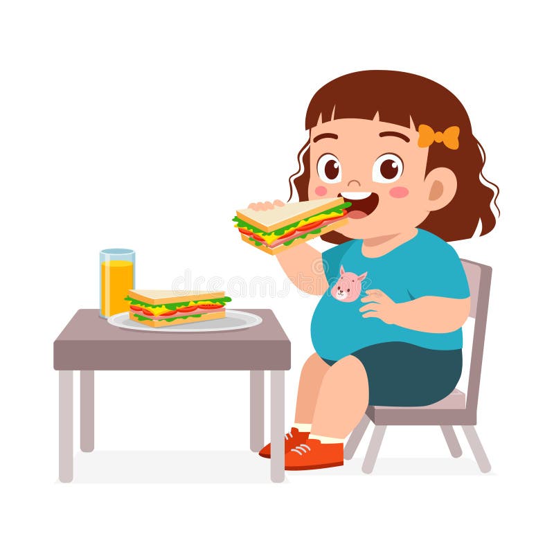 Little Kid Eat Sandwich Food and Feeling Happy Stock Vector ...