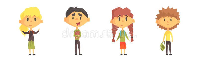 Little Kid First Grader and Primary School Pupil Vector Set Stock ...