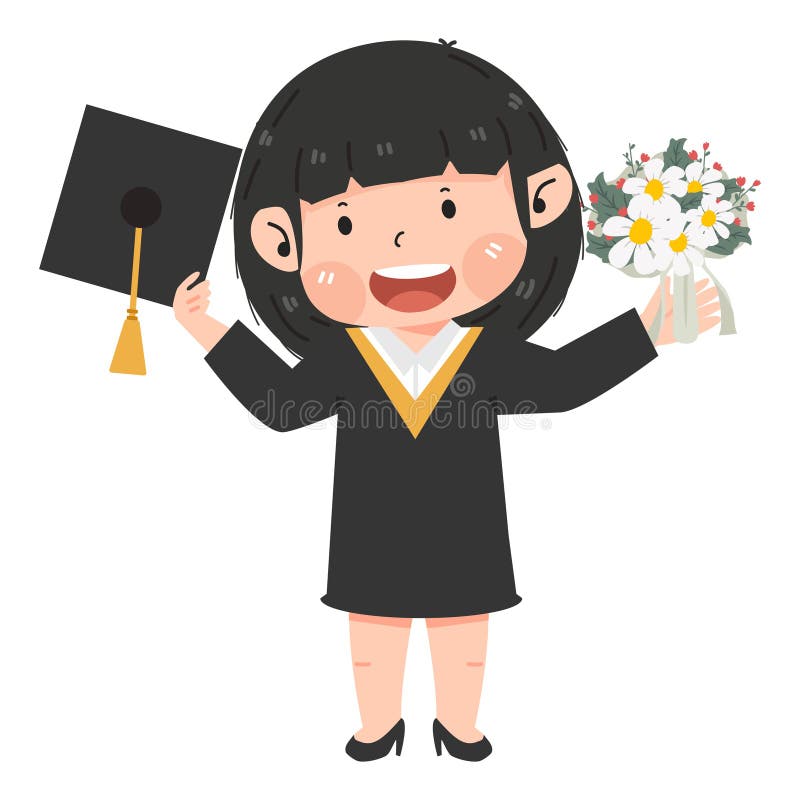 Little Kid Girl Graduate from School Stock Vector - Illustration of ...