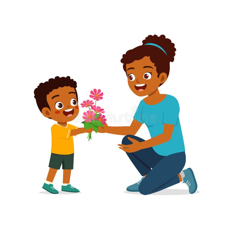 Giving Flower To Mum Stock Illustrations – 60 Giving Flower To Mum ...