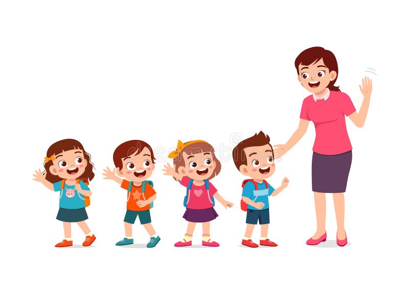 Little Kid Go Home from School and Say Goodbye Stock Vector ... Little Kid Go Home from School and Say Goodbye Stock Vector ...