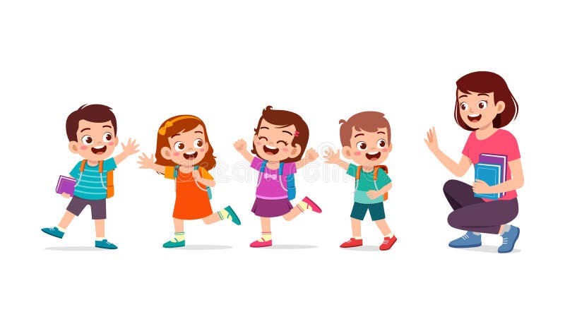 Little Kid Go Home from School and Say Goodbye Stock Vector ...