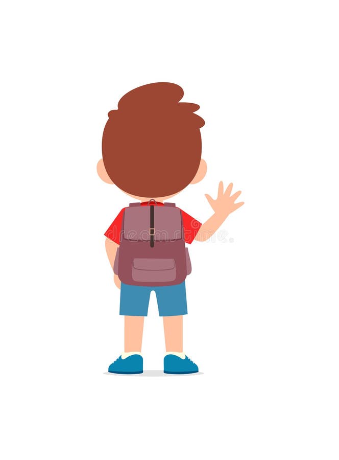 Little Kid Go To School Alone and Feel Happy, Back View Stock Vector ...