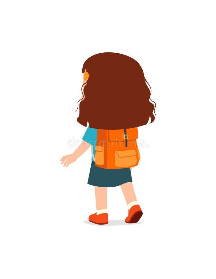 Little Kid Go To School Alone and Feel Happy, Back View Stock Vector ...