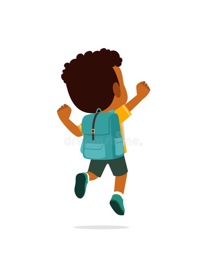 Little Kid Go To School Alone and Feel Happy, Back View Stock Vector ...
