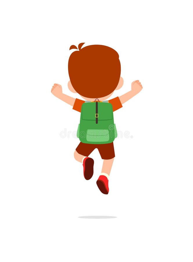 Little Kid Go To School Alone and Feel Happy, Back View Stock Vector ...