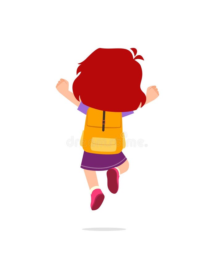 Little Kid Go To School Alone and Feel Happy, Back View Stock Vector ...