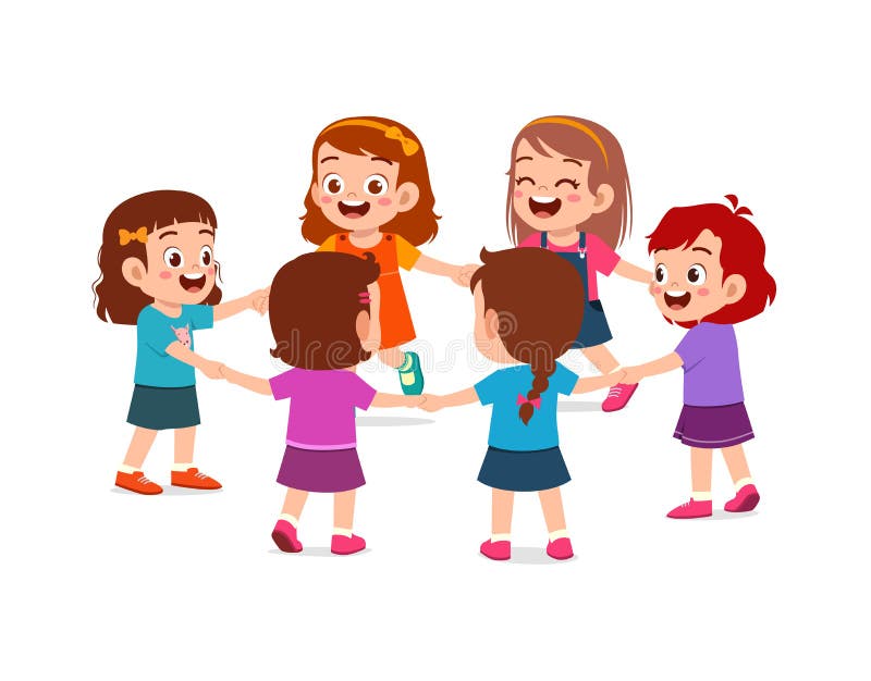 Little Kid Holding Hand and Make Circle Formation Together Stock Vector ...
